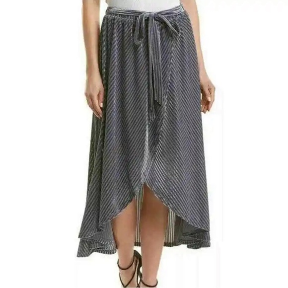 Anthropologie | Skirts | Anthropologie Joa Blue Velvet Ribbed Aline ...